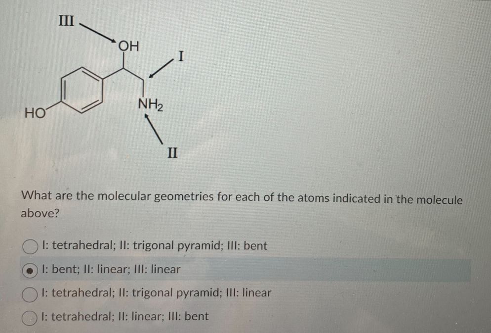 Solved What are the molecular geometries for each of the | Chegg.com
