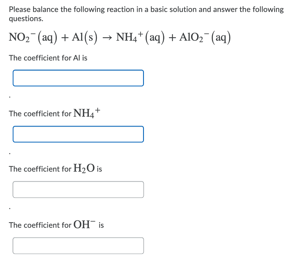 Solved Please balance the following reaction in a basic | Chegg.com
