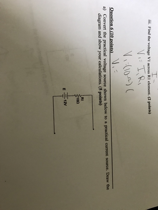 Solved Convert the practical voltage source shown below to a | Chegg.com