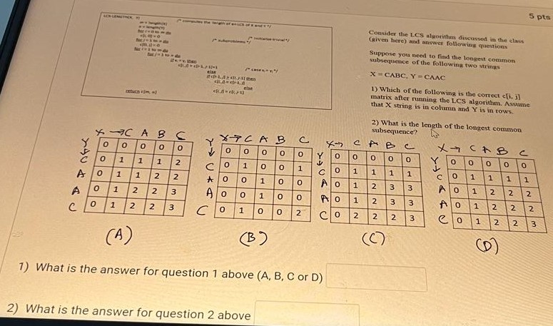 Solved (A) (B) (C) (D) 1) What is the answer for question 1 | Chegg.com