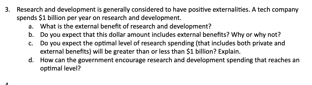 Solved 3. Research and development is generally considered | Chegg.com