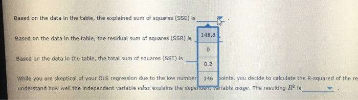 Solved 8. Calculating SSR, ESS, SST, and R-squared Suppose | Chegg.com