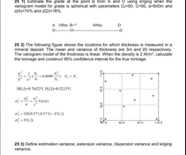 Solved 25 1) ﻿Estimate the grade at the point B ﻿from A and | Chegg.com