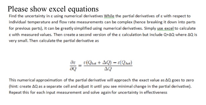 Solved Please show excel equations Find the uncertainty in ε | Chegg.com