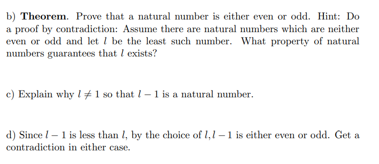 Solved b) Theorem. Prove that a natural number is either | Chegg.com