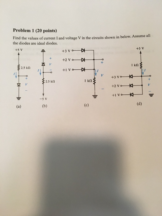 Solved Problem 1 (20 points) Find the values of current I | Chegg.com