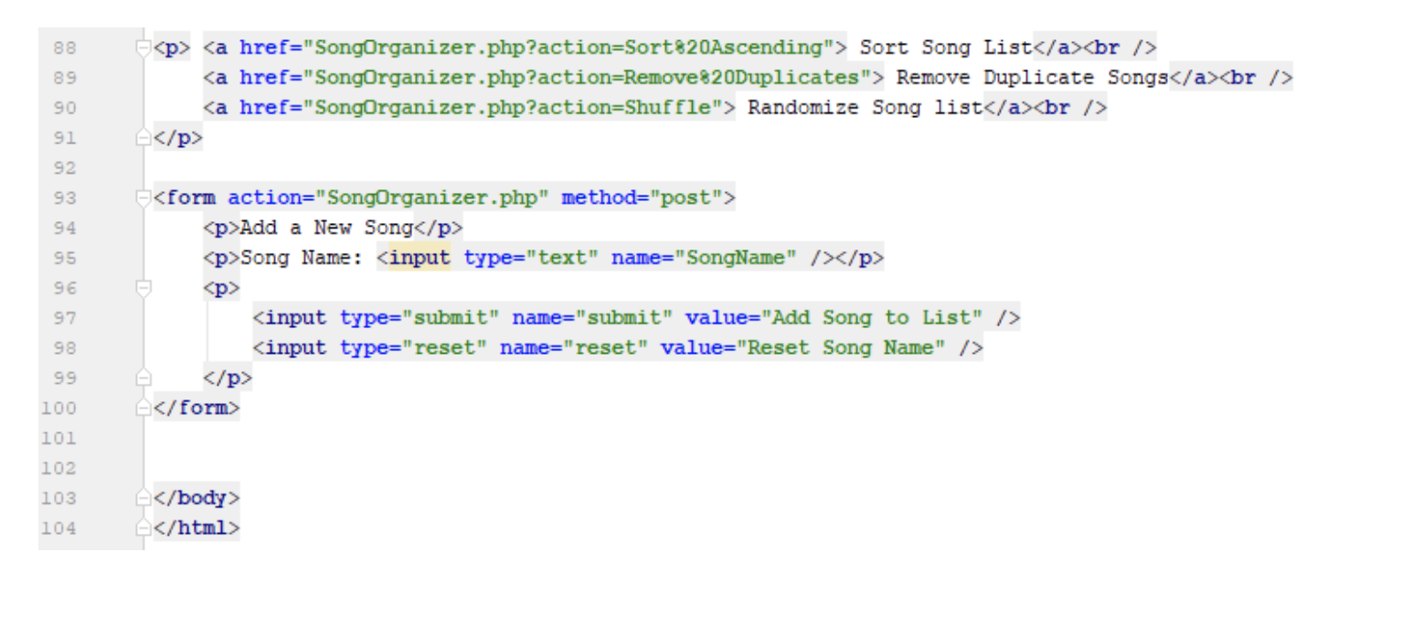 Solved The sample code provided is a Song Organizer script | Chegg.com