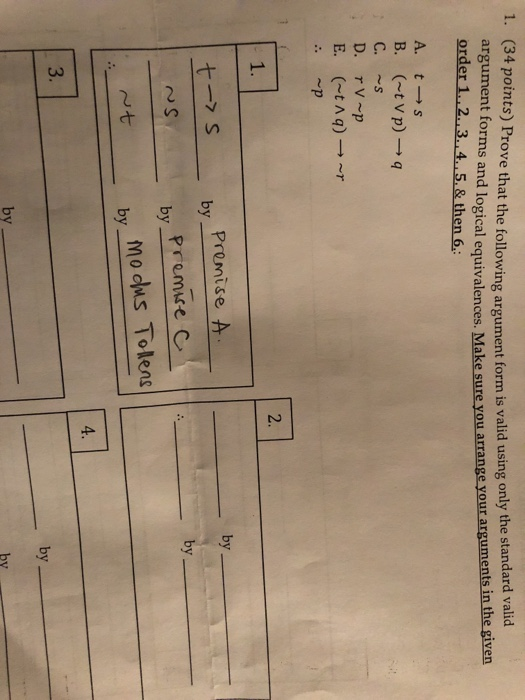 Solved (34 points) Prove that th argument forms and logical | Chegg.com