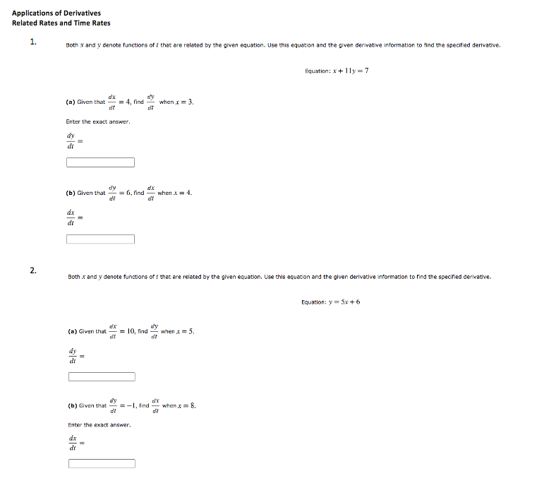 Solved Applications of Derivatives Related Rates and Time | Chegg.com