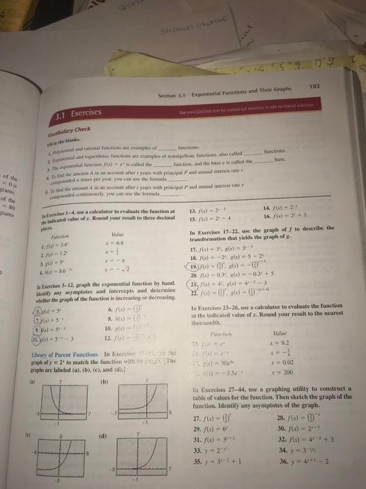 Solved 193 Section 3.1 Exponential Functions and Their | Chegg.com