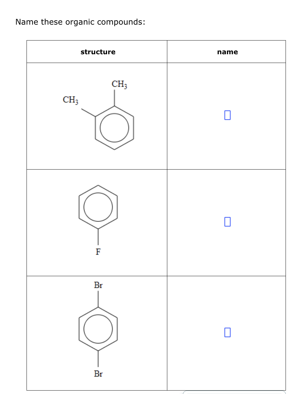 Solved Name these organic compounds. They are all benzene | Chegg.com
