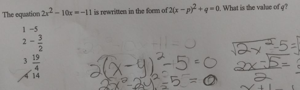 Solved The equation 2x2−10x=−11 is rewritten in the form of | Chegg.com