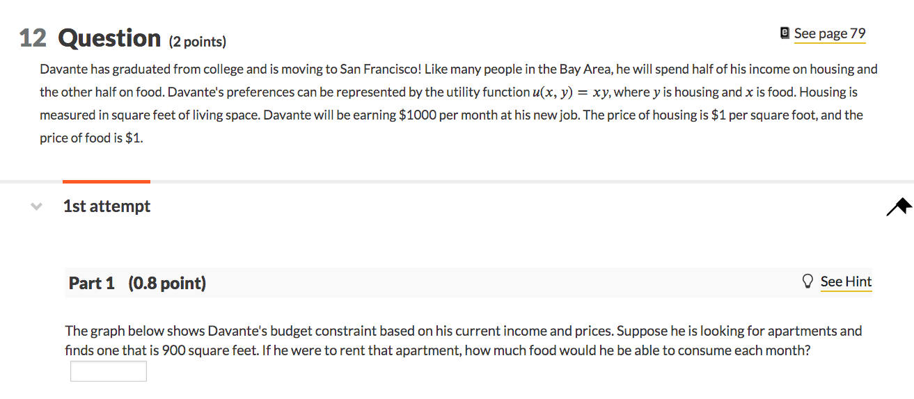 Solved Question (2 points) e See page 79 Davante has | Chegg.com