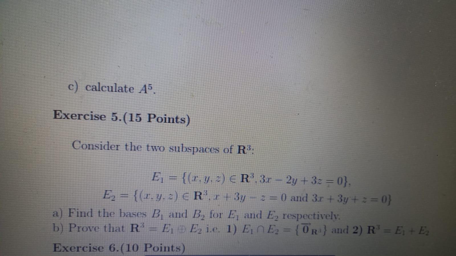 Solved Consider the two subspaces of R3 : | Chegg.com