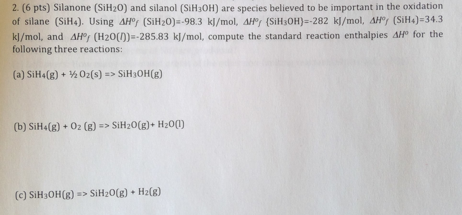 Solved Silanon (SiH2O) and silanol (SiH3OH) are species | Chegg.com