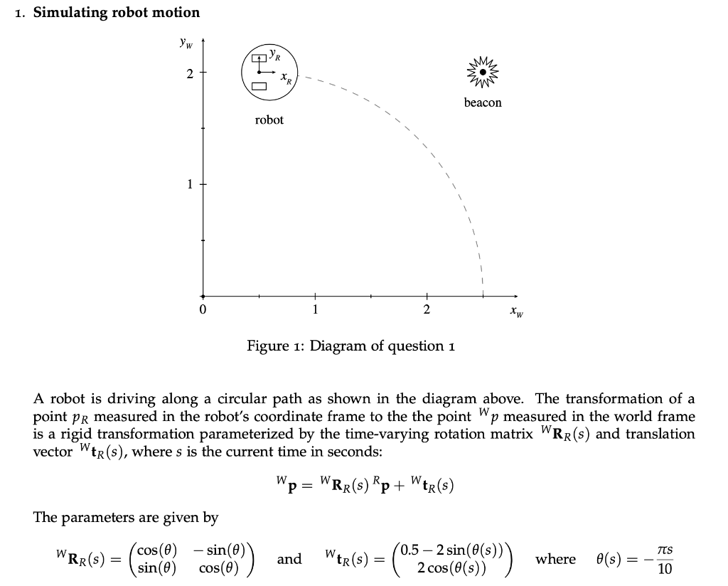 Solved 1. Simulating robot motion Figure 1: Diagram of | Chegg.com