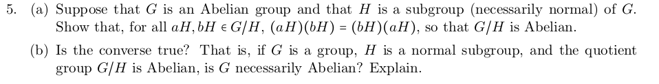 Solved (a) Suppose that G is an Abelian group and that H is | Chegg.com