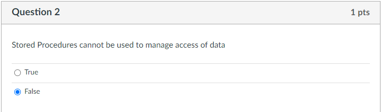 Solved Question 1 Stored procedures are persistent objects | Chegg.com