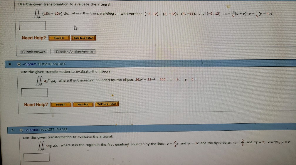 Solved Use the given transformation to evaluate the | Chegg.com