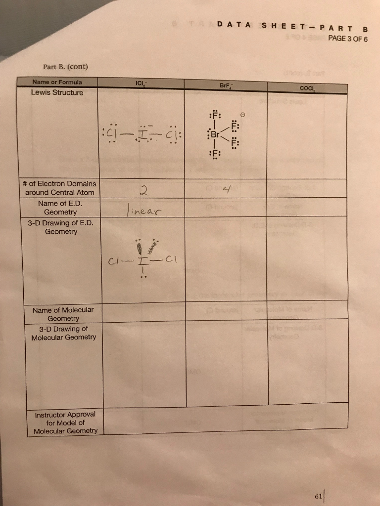 Solved DATA SHEET - PART B PAGE 3 OF 6 Part B. (cont) ICI - | Chegg.com