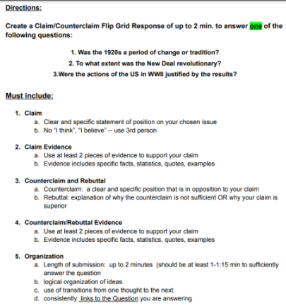 Directions: Create a Claim/Counterclaim Flip Grid | Chegg.com
