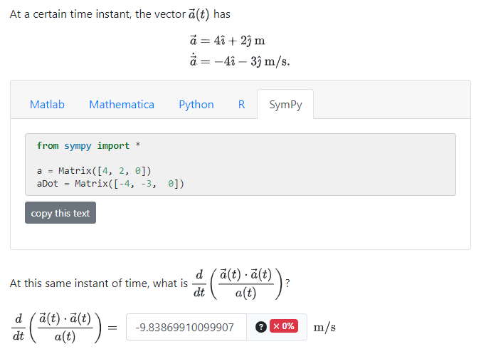 Solved At a certain time instant, the vector a(t) has | Chegg.com