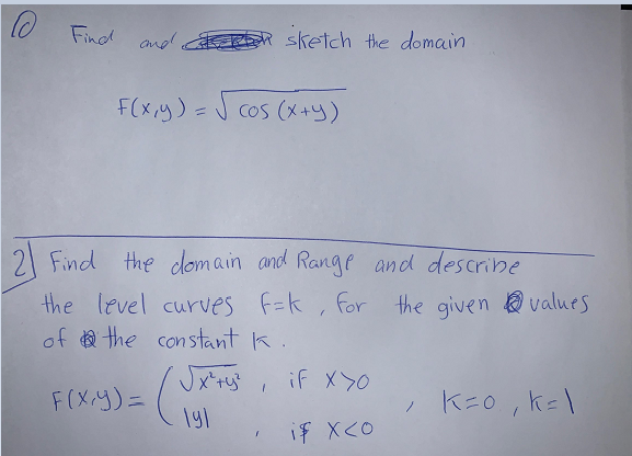 Solved @ Find and Tror sketch the domain f(x,y) = 5 cos | Chegg.com