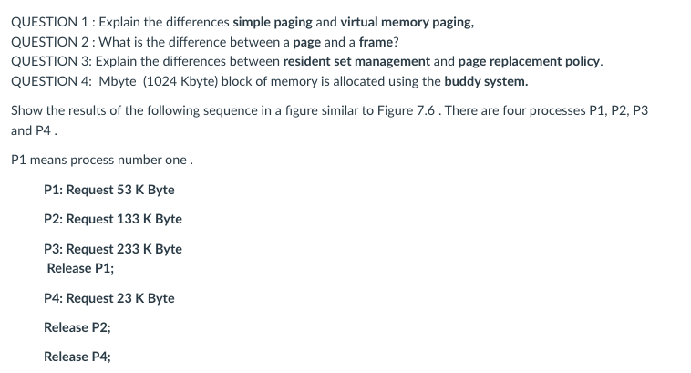 Solved QUESTION 1 : Explain the differences simple paging | Chegg.com