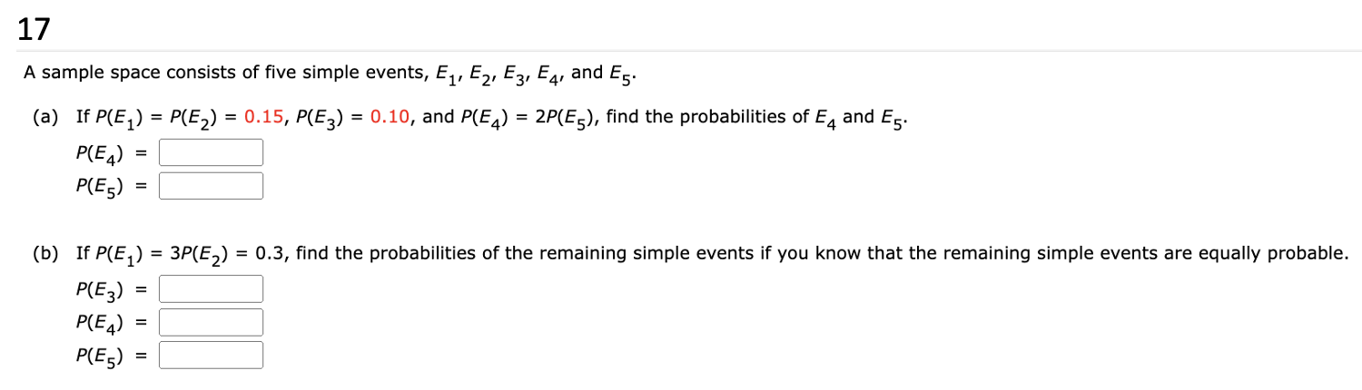 Solved 17A sample space consists of five simple events, | Chegg.com