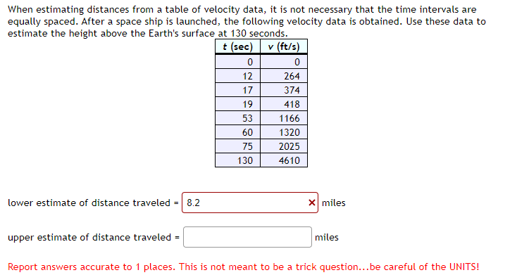 Solved When estimating distances from a table of velocity | Chegg.com
