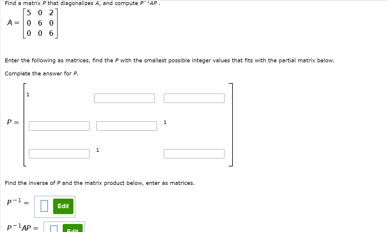 Solved Find a matrix P that diagonalizes A, and compute | Chegg.com