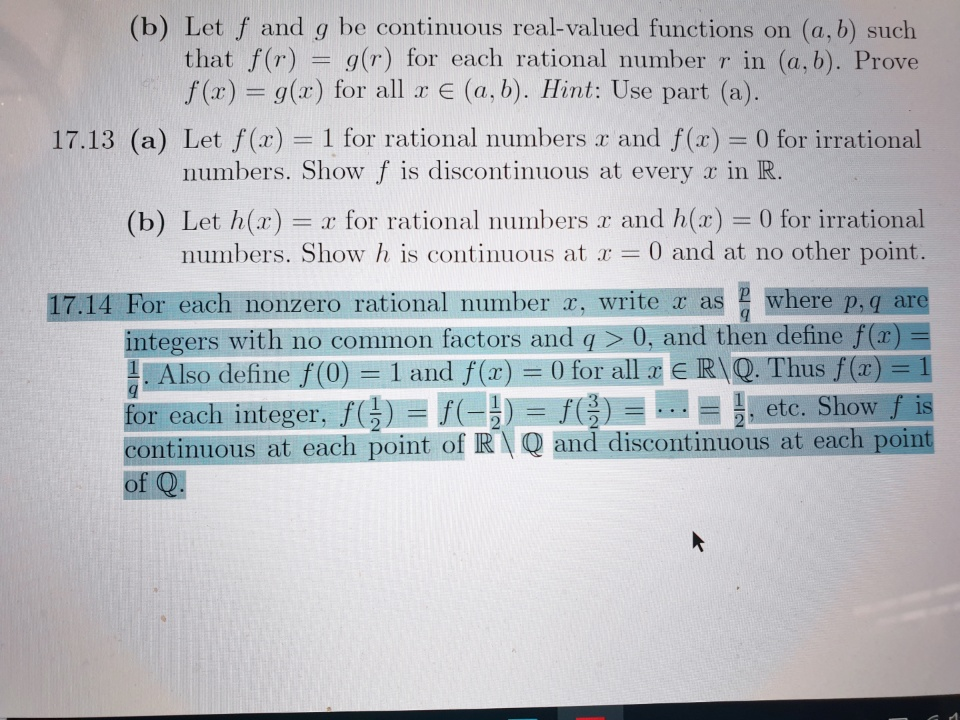 Solved (b) Let f and g be continuous real-valued functions | Chegg.com