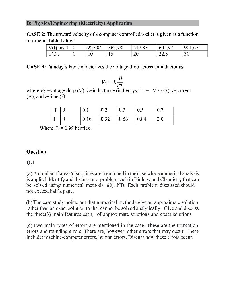 Solved CASE STUDY: Numerical Analysis is an area of | Chegg.com