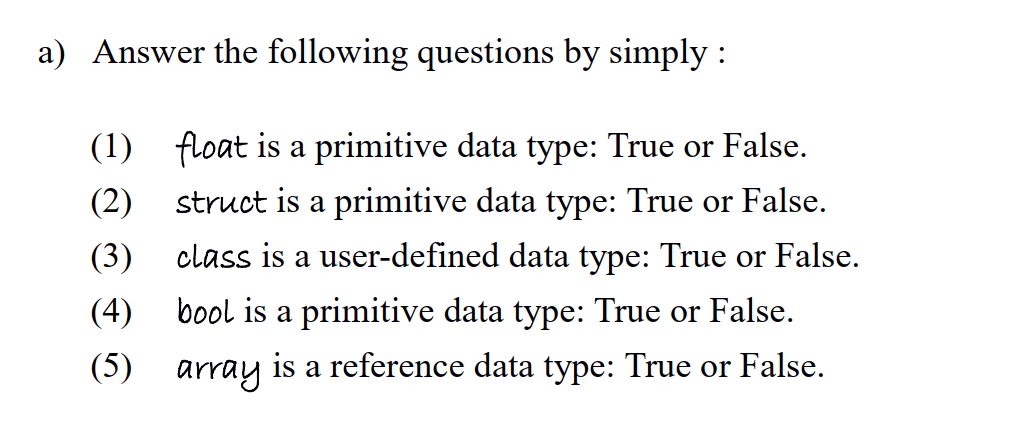 Solved a) Answer the following questions by simply: (1) | Chegg.com
