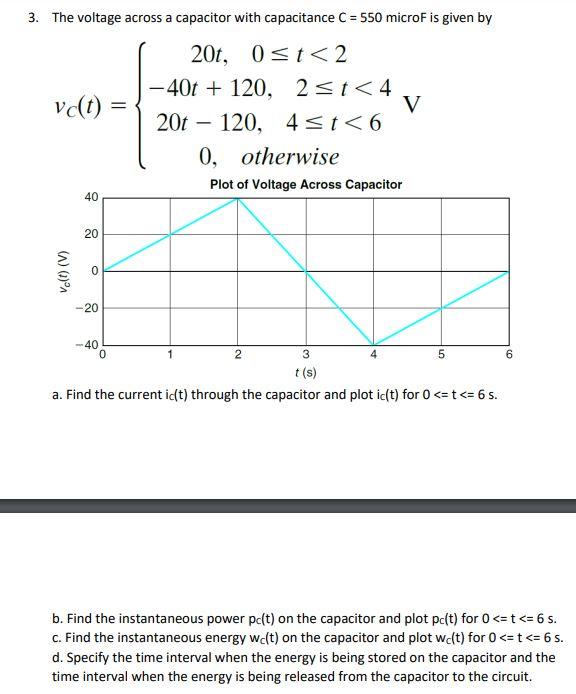 Solved 3. The voltage across a capacitor with capacitance | Chegg.com