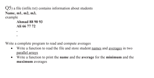 Q5) ﻿a file (infile.txt) ﻿contains information about | Chegg.com