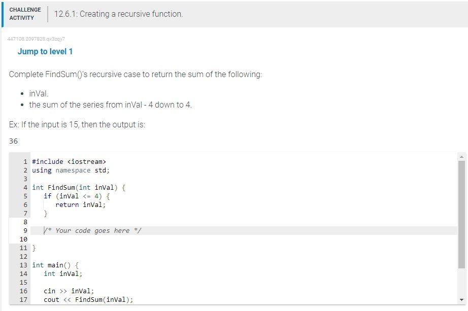 Solved \begin{tabular}{l|l} CHALLENGE \\ ACTIVITY & 12.6.1: | Chegg.com