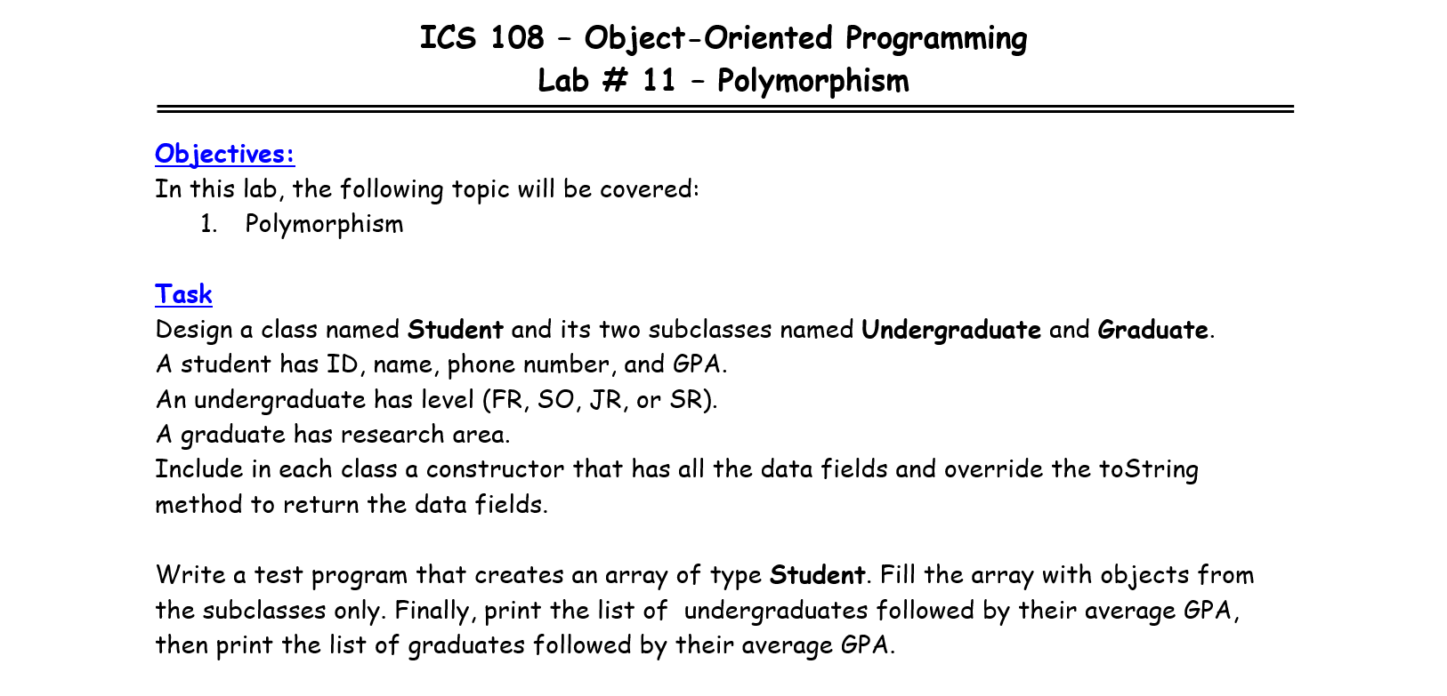 Solved Objectives: In this lab, the following topic will be | Chegg.com