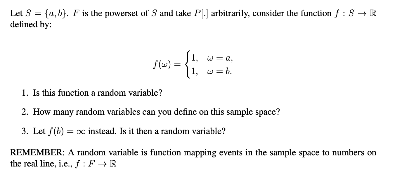 Let S={a,b}.F is the powerset of S and take | Chegg.com