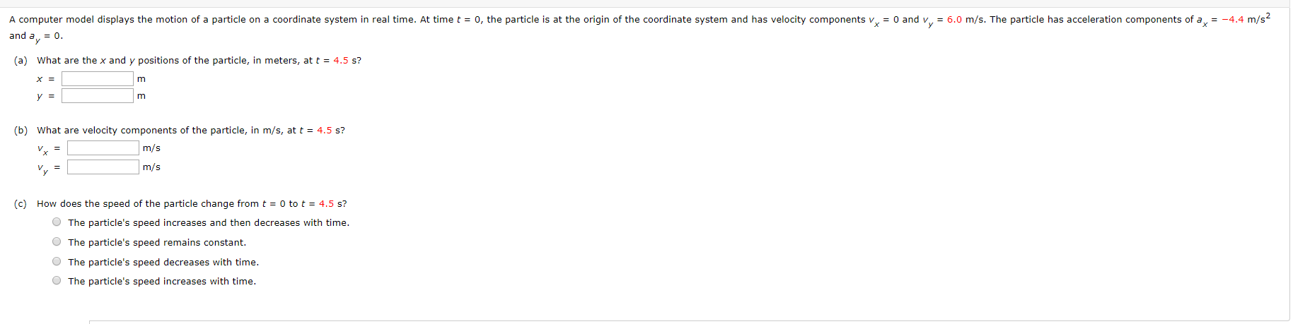 Solved A computer model displays the motion of a particle on | Chegg.com
