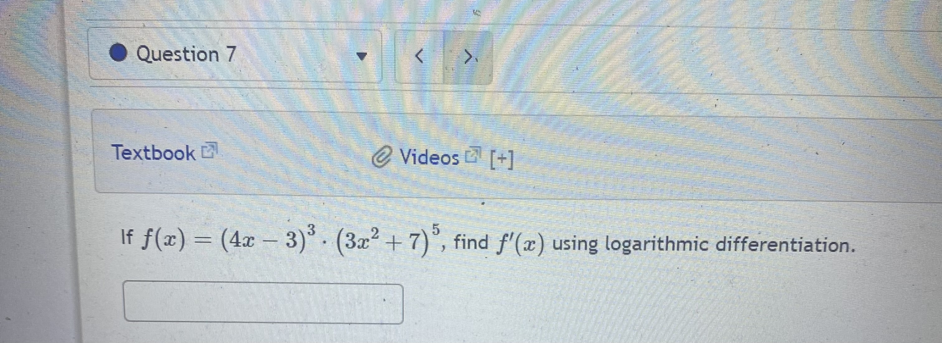 Solved y=(5+6⋅x)x Use Logarithmic Differentiation to find | Chegg.com