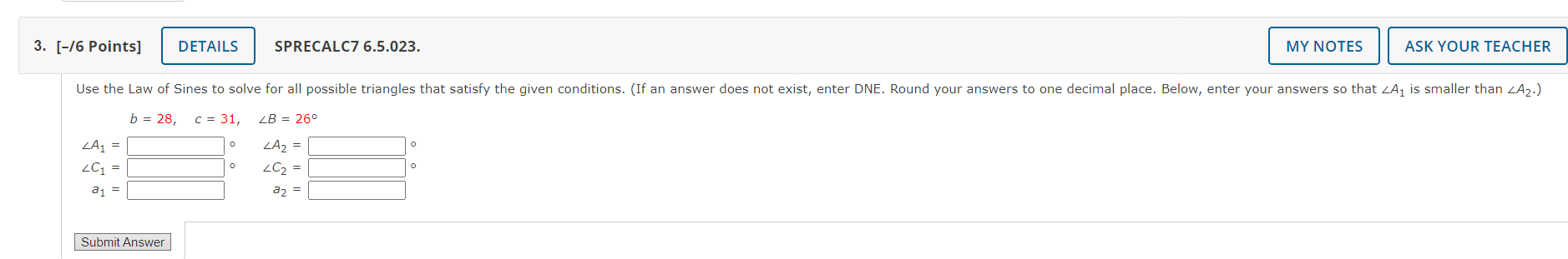 Solved 3. [-/6 Points] SPRECALC7 6.5.023. | Chegg.com