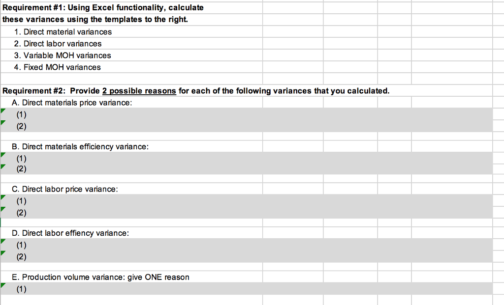 Solved Excel functionality,calculate Requirement #1: Using | Chegg.com
