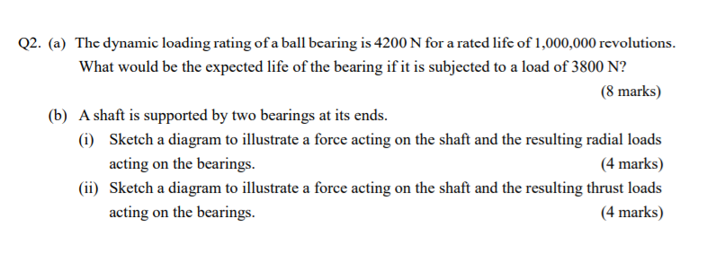 Solved Q2. (a) The dynamic loading rating of a ball bearing | Chegg.com