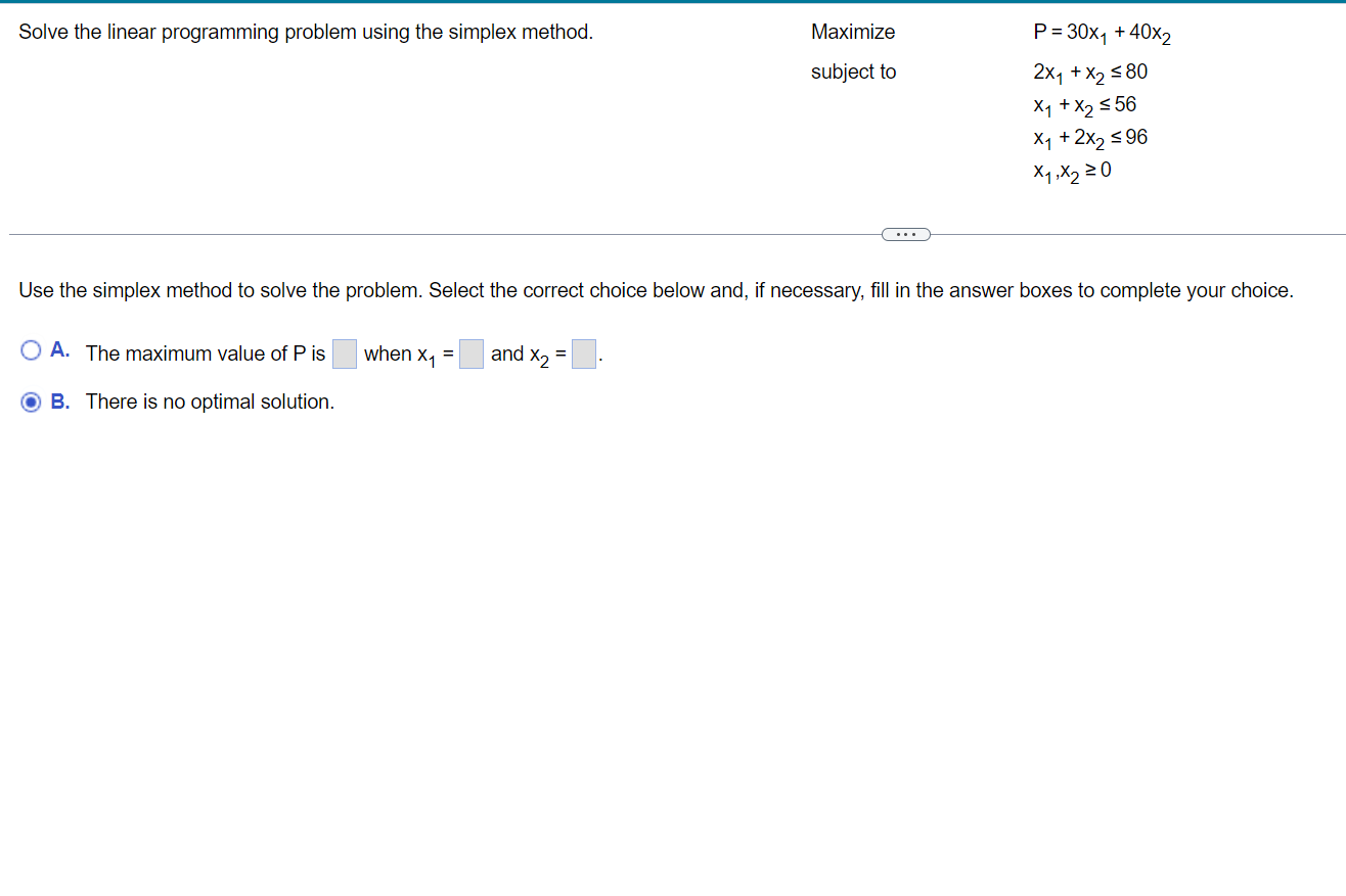Solved Solve the linear programming problem using the | Chegg.com