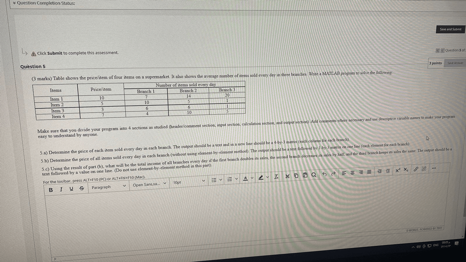 Solved Question Completion Status: Save and Submit Question | Chegg.com