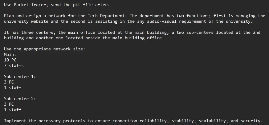 Use Packet Tracer, send the pkt file after.Plan and | Chegg.com