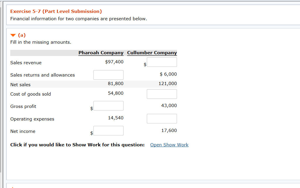 Solved Exercise 5-7 (Part Level Submission) Financial | Chegg.com