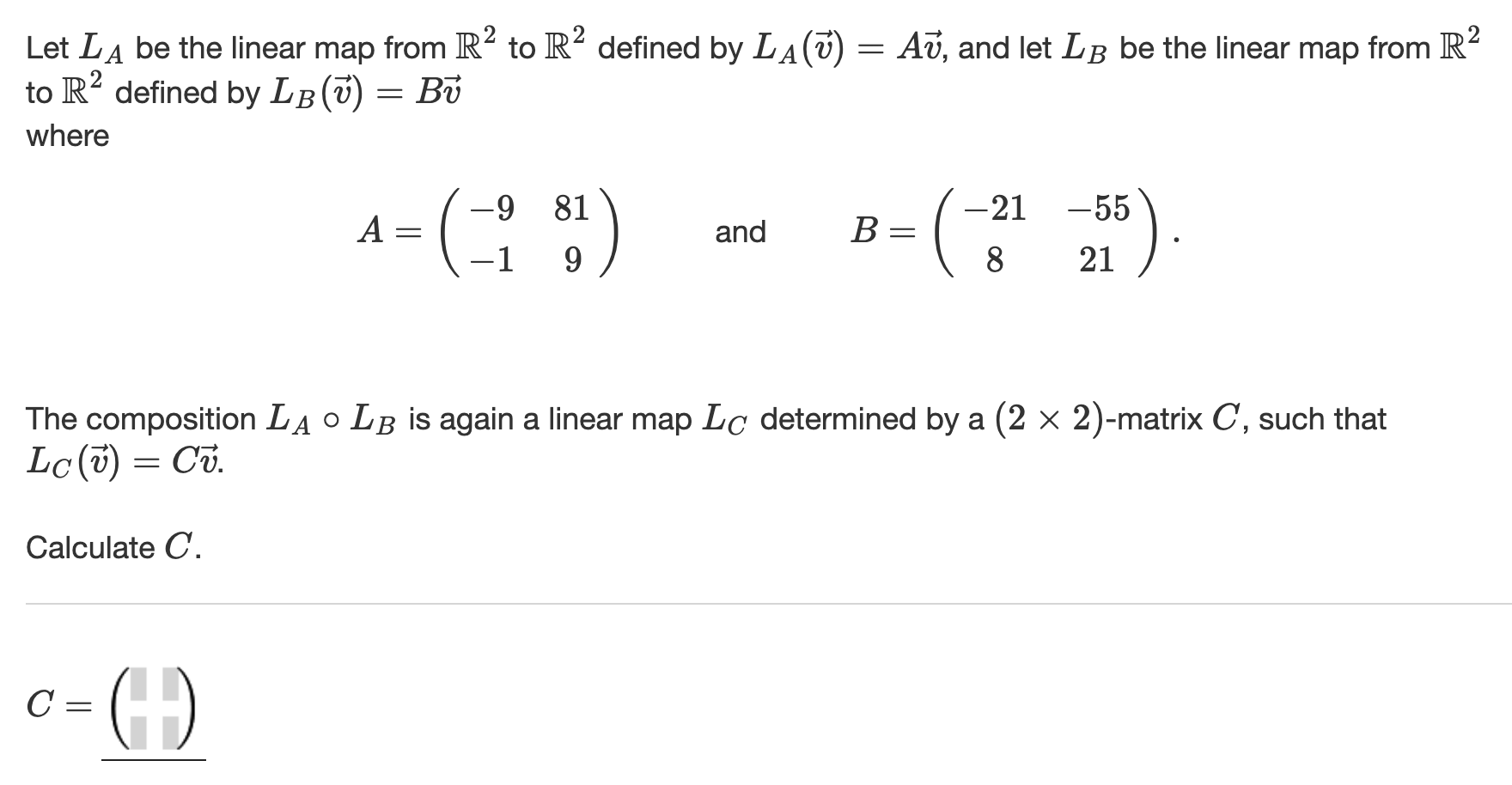 Solved Let La be the linear map from R2 to R2 defined by | Chegg.com