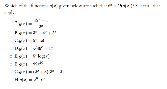 Solved o Which of the functions g(x) given below are such | Chegg.com